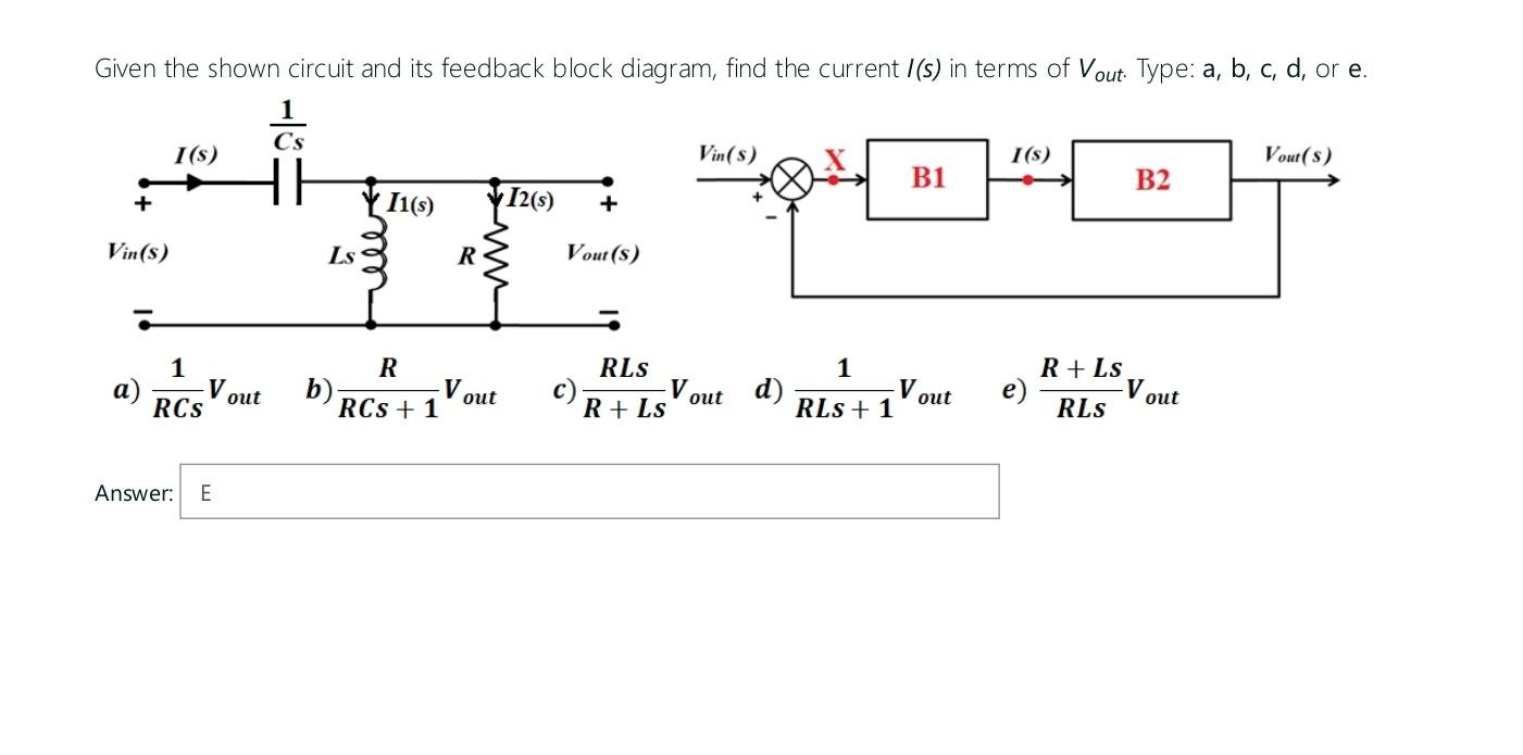 Solved Given the shown circuit and its feedback block | Chegg.com