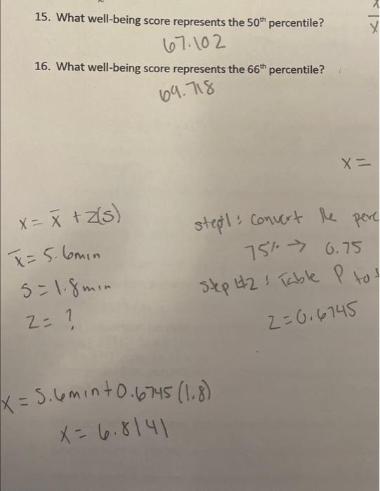 Solved 15. What well-being score represents the 50th | Chegg.com