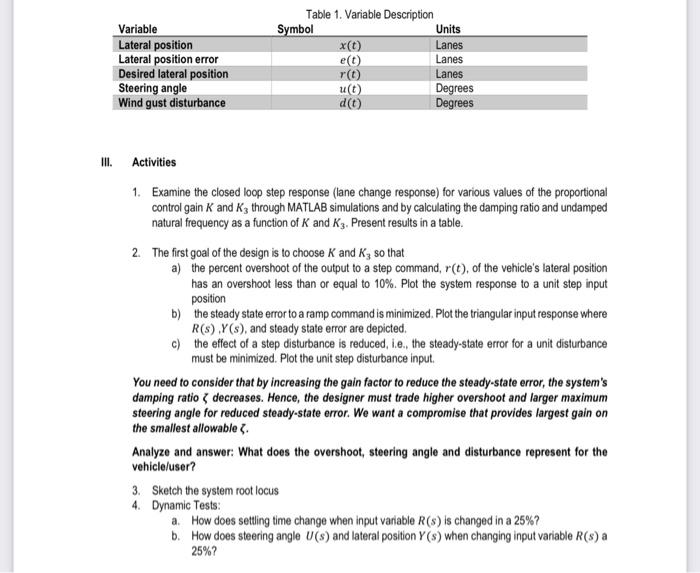 Solved -Steering angle Direction of lateral motion Direction | Chegg.com