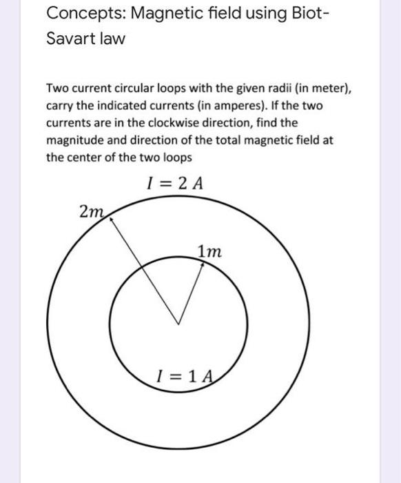 Solved Concepts: Magnetic field using Biot- Savart law Two | Chegg.com