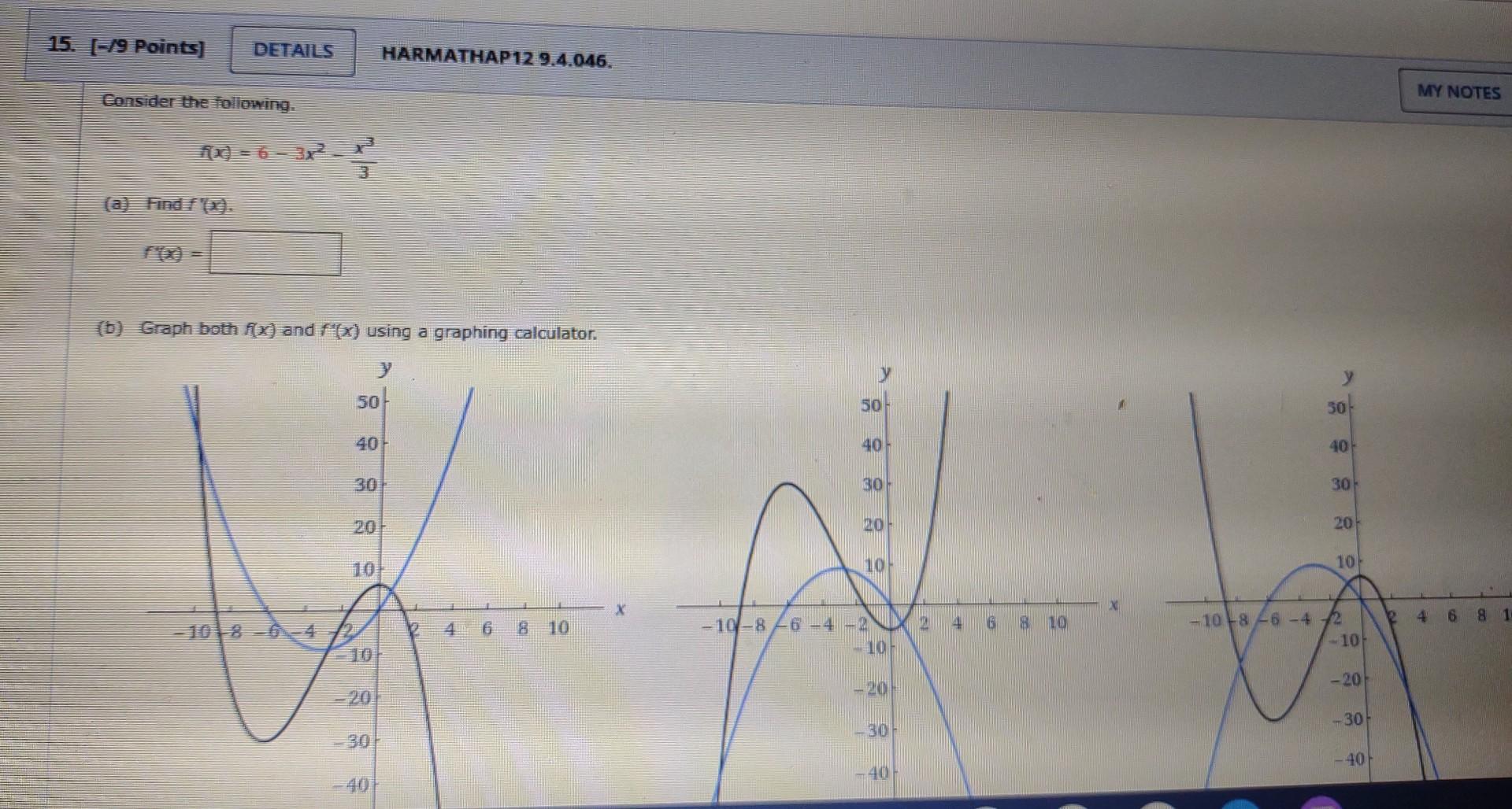 Solved Consider the following. f(x)=6−3x2−3x3 (a) Find f " | Chegg.com