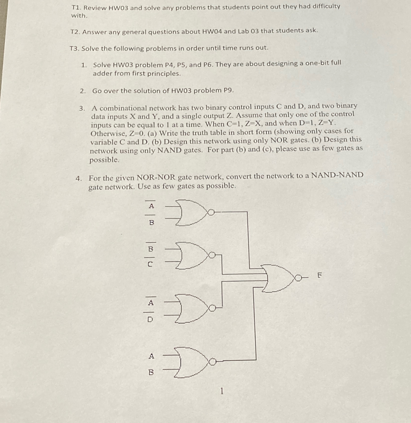 Solved T1. ﻿Review HWO3 ﻿and solve any problems that | Chegg.com
