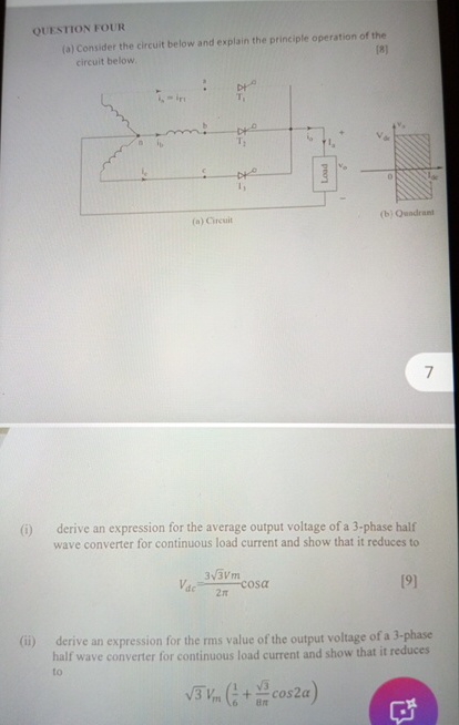 Solved QUESTION FOUR(a) ﻿Consider the circuit below and | Chegg.com