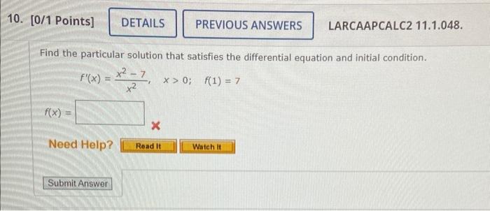 [Solved]: Find the particular solution that satisfies the d