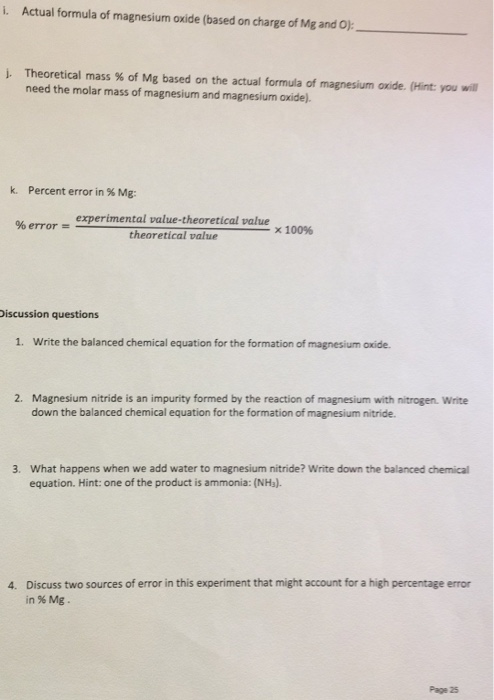 Solved Name: Data Table: Table 1. Mass data for magnesium | Chegg.com