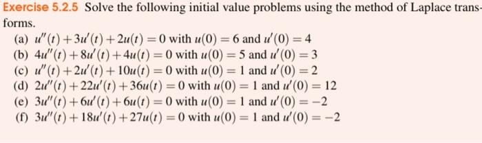 Solved Exercise 5.2.5 Solve the following initial value | Chegg.com