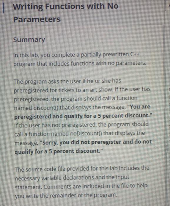 Solved Writing Functions with No Parameters Summary In this | Chegg.com