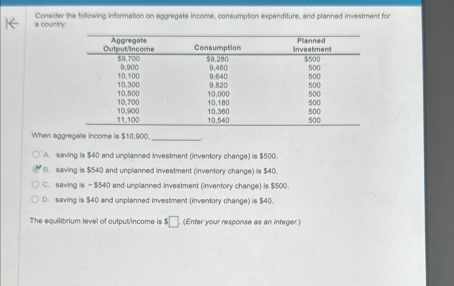 Solved Consider the following information on aggregate | Chegg.com