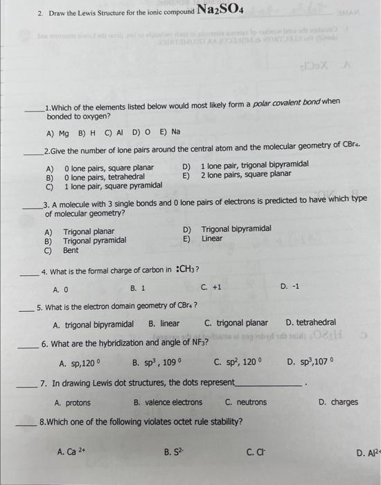 Solved 2. Draw the Lewis Structure for the ionic compound | Chegg.com