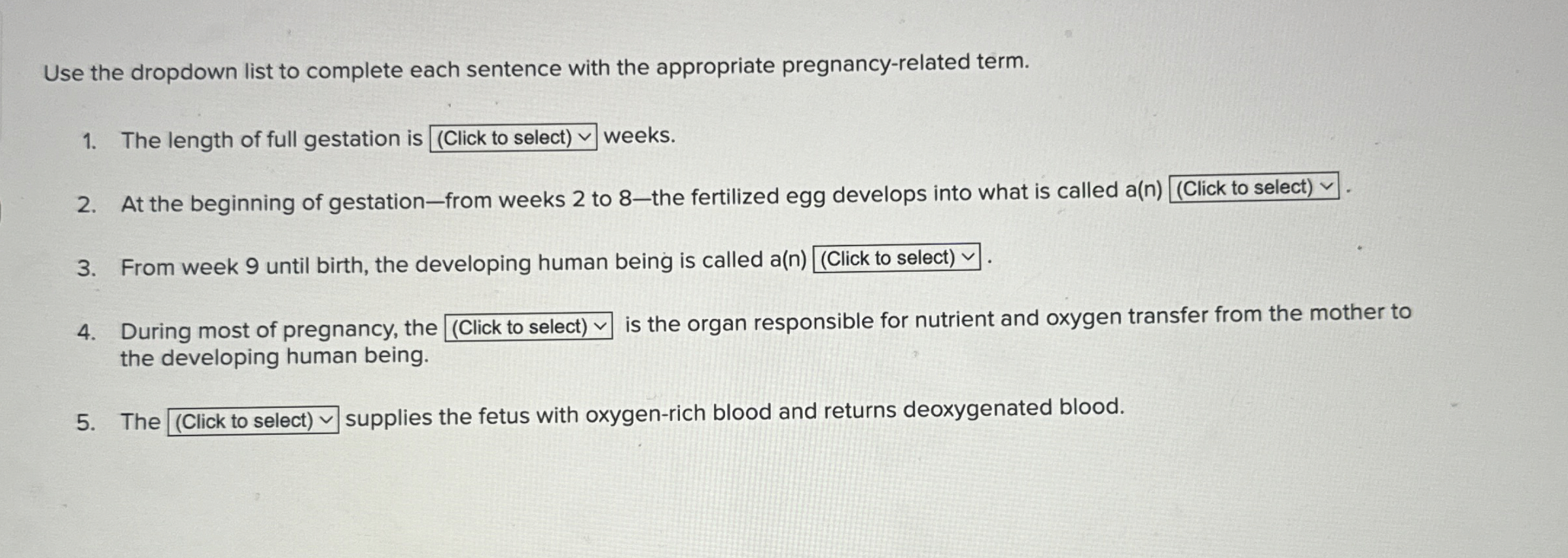 Solved Use the dropdown list to complete each sentence with | Chegg.com