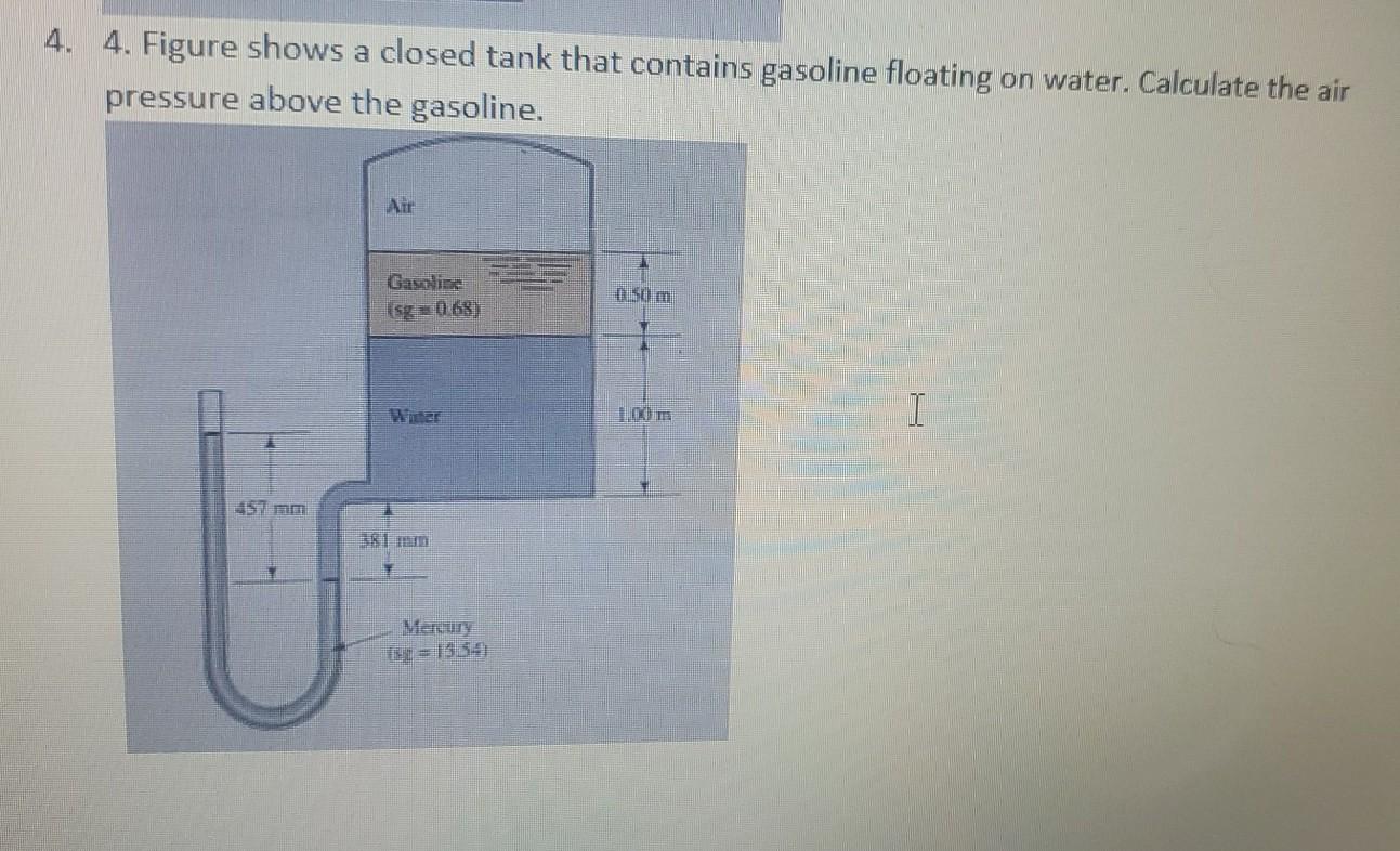 Solved 4. 4. Figure shows a closed tank that contains | Chegg.com