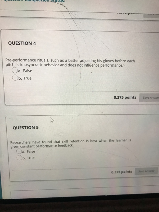 Solved QUESTION 4 Pre-performance rituals, such as a batter | Chegg.com