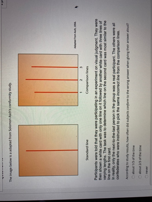 Solved The image below is a adapted from Solomon Asch's | Chegg.com