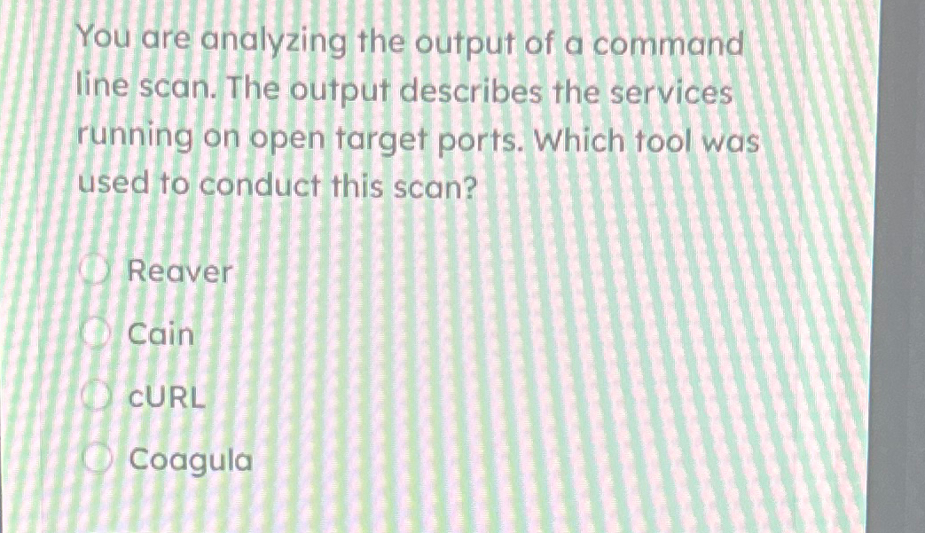 Solved You are analyzing the output of a command line scan. | Chegg.com