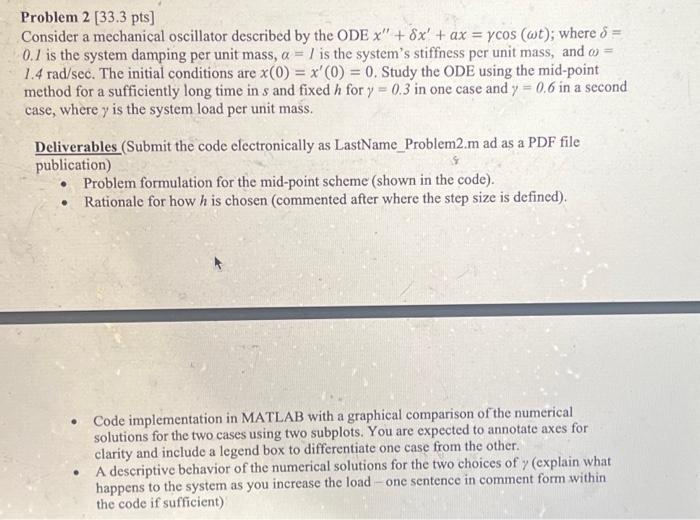 Solved Problem 2 [33.3 pts] Consider a mechanical oscillator | Chegg.com