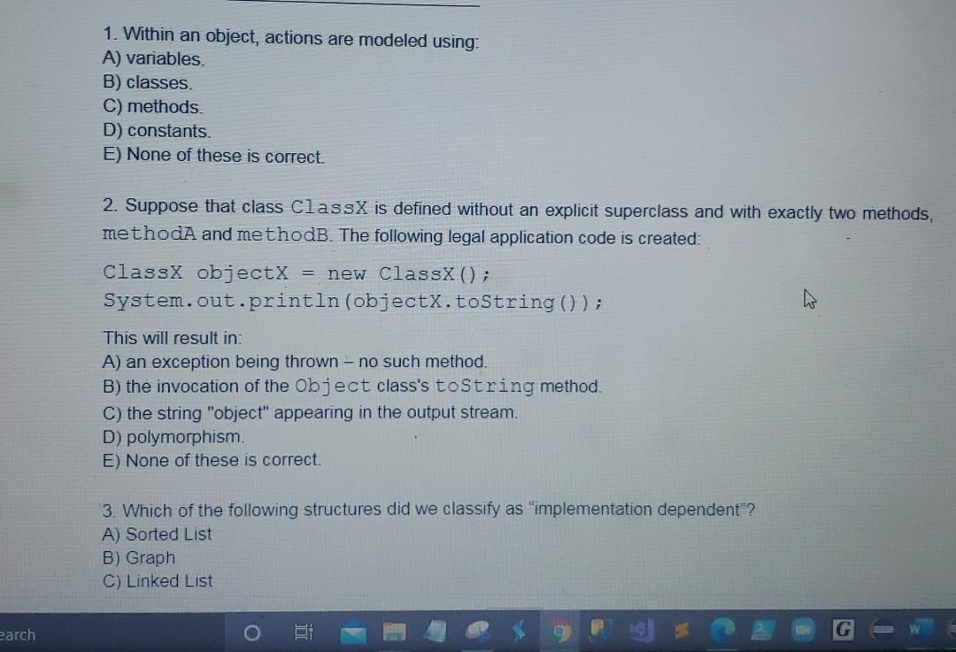 Solved 1 Within An Object Actions Are Modeled Using A 3330