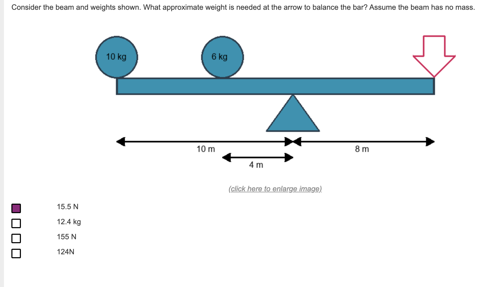 Solved Consider the beam and weights shown. What approximate | Chegg.com