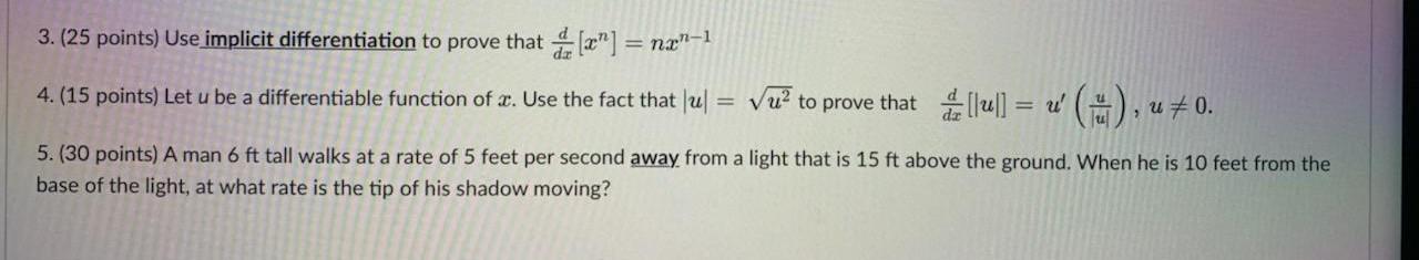 Solved 3. (25 points) Use implicit differentiation to prove | Chegg.com