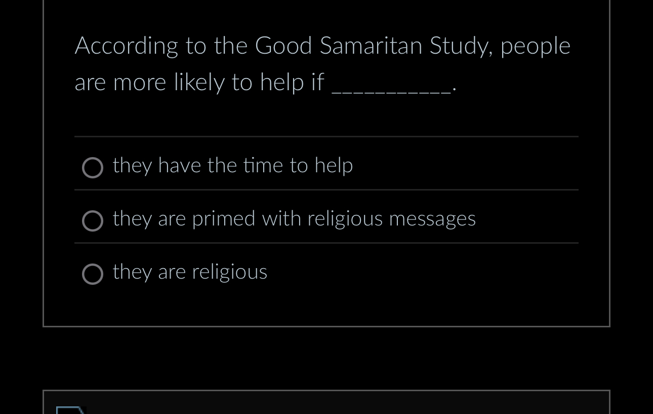 Solved What is big 5?According to the Good Samaritan Study, | Chegg.com