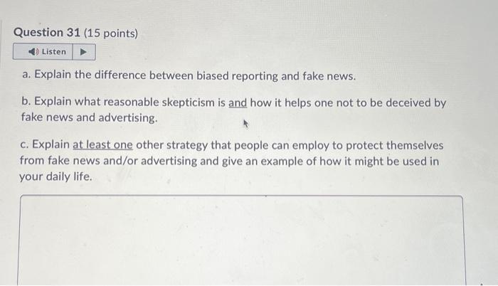 a. Explain the difference between biased reporting | Chegg.com