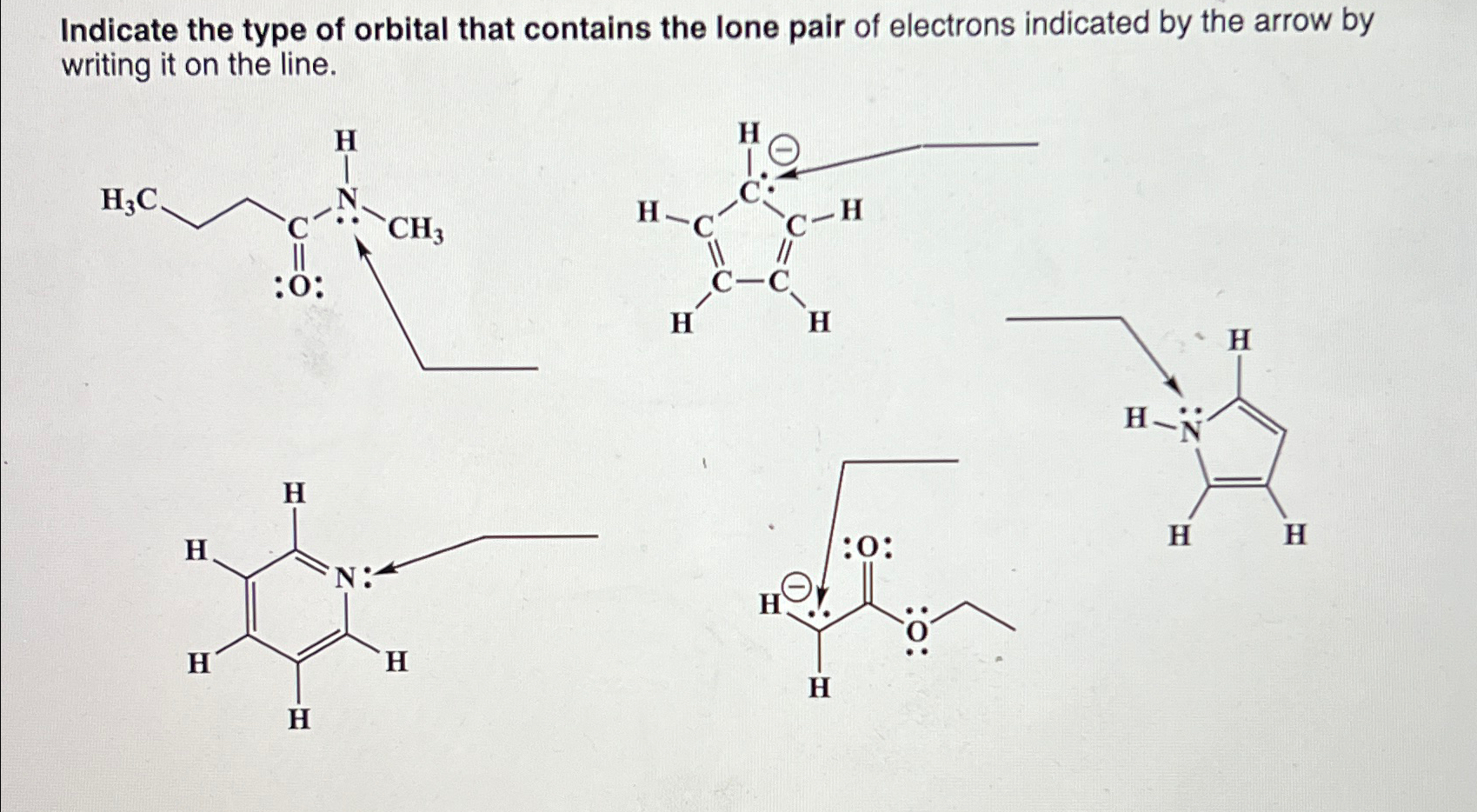 Solved Indicate the type of orbital that contains the lone | Chegg.com