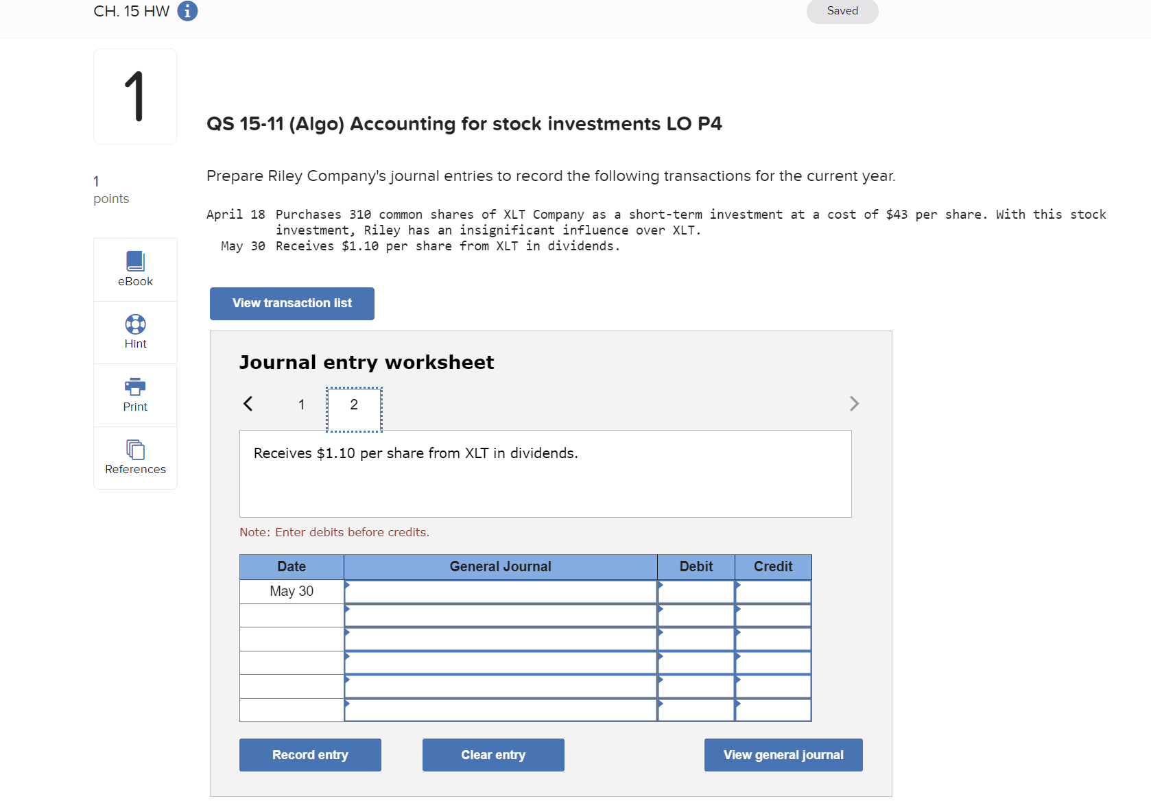 Solved Prepare Riley Company's journal entries to record the | Chegg.com