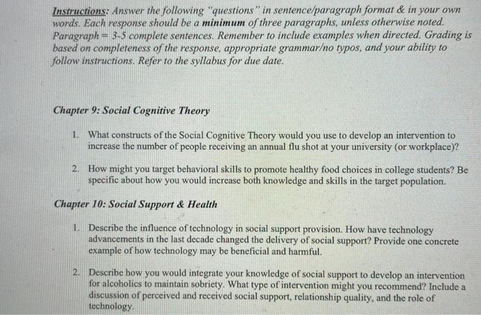 Solved Instructions: Answer the following "questions" in | Chegg.com