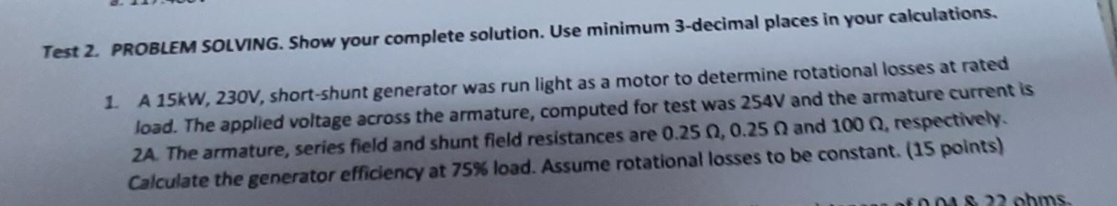 Solved Test 2. PROBLEM SOLVING. Show your complete solution. | Chegg.com