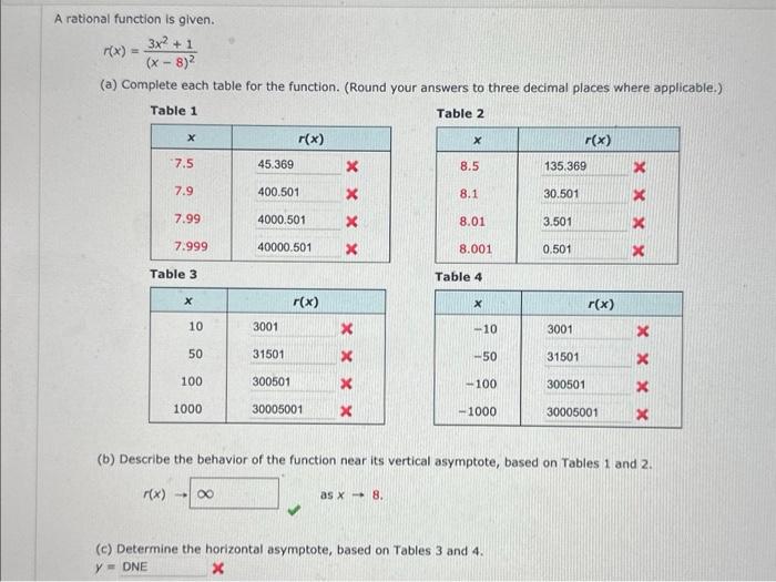 Solved A rational function is given. r(x)=(x−8)23x2+1 (a) | Chegg.com Solved A rational function is given. r(x)=(x−8)23x2+1 (a) | Chegg.com