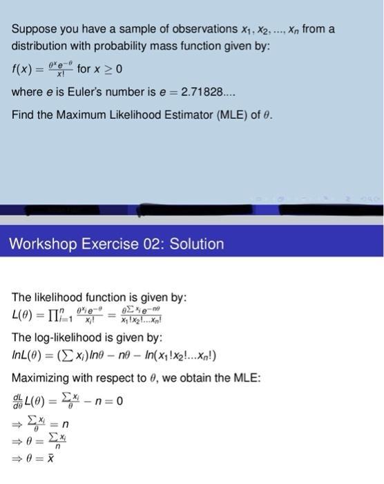 Solved Suppose you have a sample of observations x1,x2,…,xn | Chegg.com