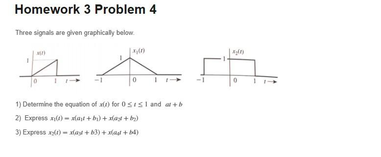 Solved Homework 3 Problem 4 Three signals are given | Chegg.com