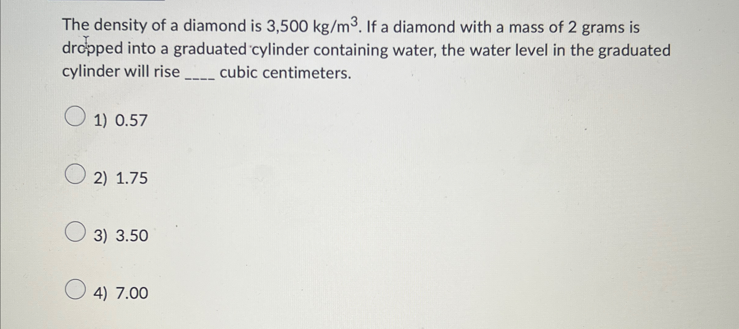 Solved The density of a diamond is 3,500kgm3. ﻿If a diamond | Chegg.com