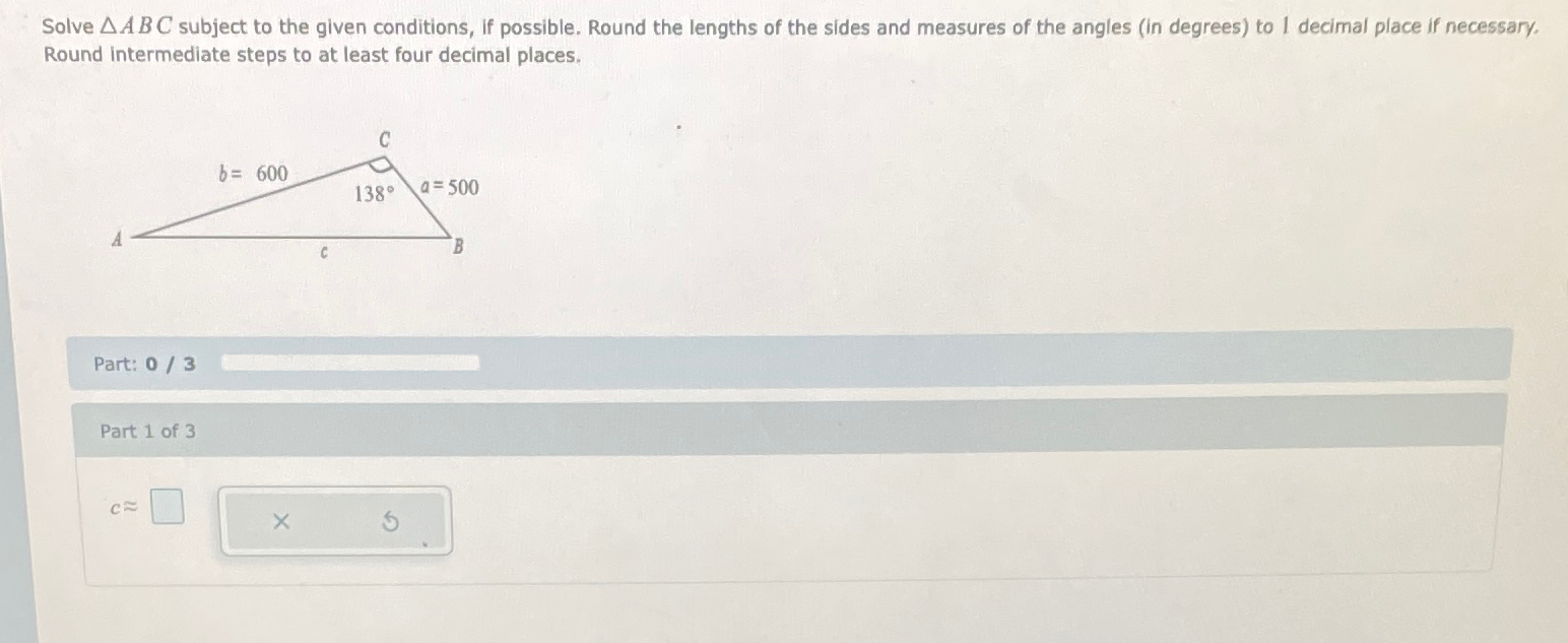 Solved Solve Abc ﻿subject To The Given Conditions If