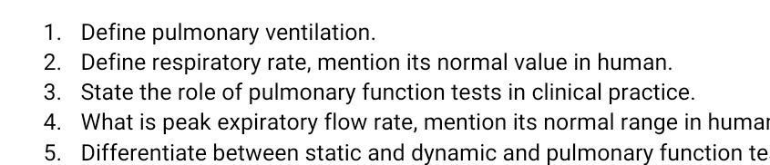 Solved Define pulmonary ventilation.Define respiratory rate, | Chegg.com