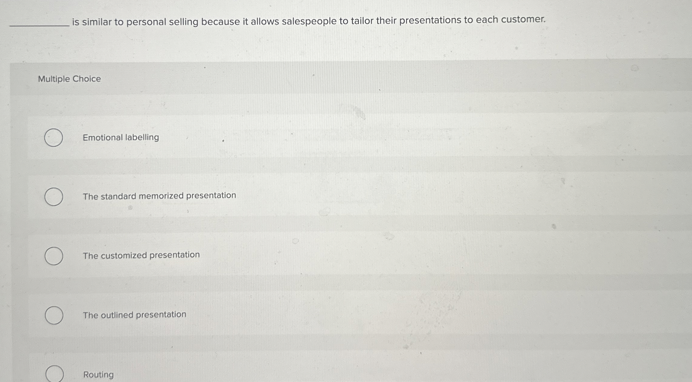 Solved is similar to personal selling because it allows | Chegg.com