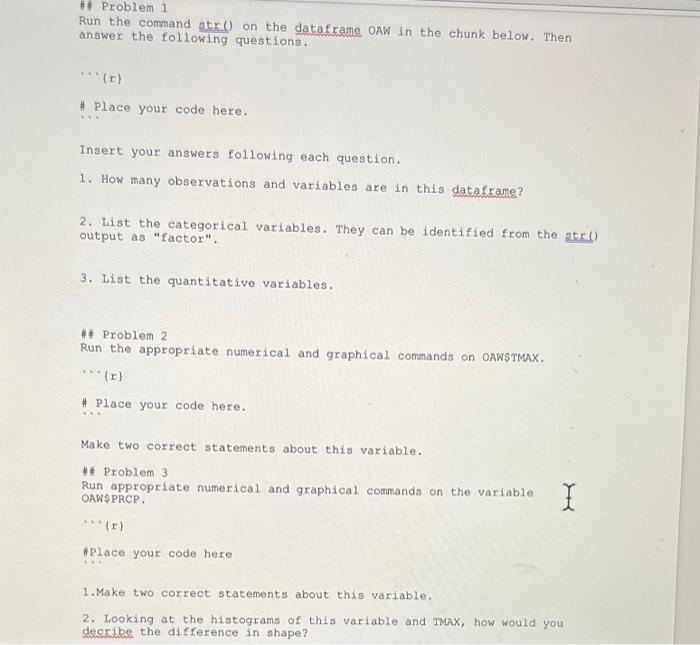 Solved \#1 Problem 1 Run the command stx() on the dataframe | Chegg.com