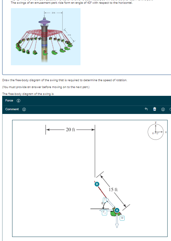 The swings of an amusement park ride form an angle of | Chegg.com