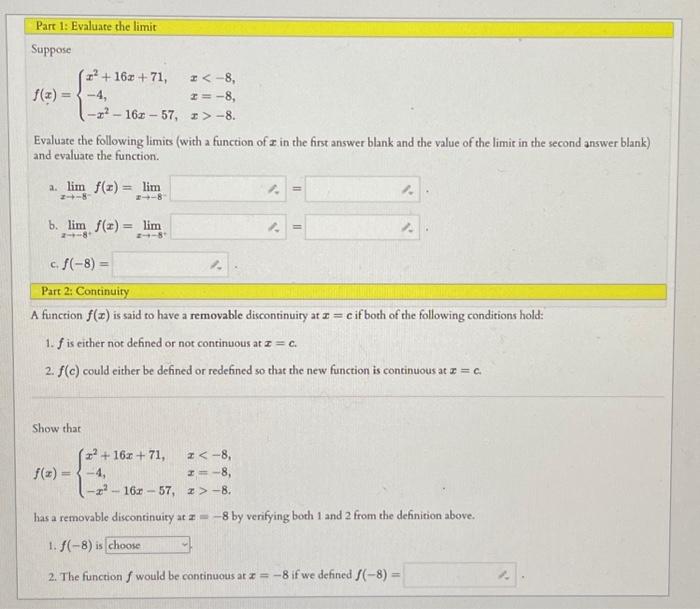 Solved Part 1: Evaluate the limit Suppose | Chegg.com