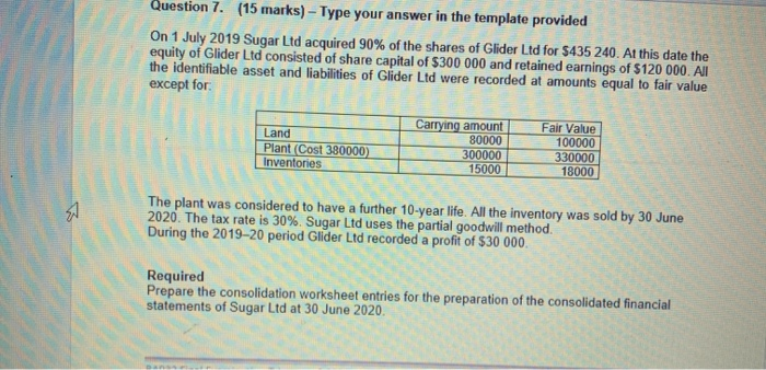 Solved Question 7. (15 marks) - Type your answer in the | Chegg.com
