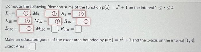 Compute the following Riemann sums of the function | Chegg.com