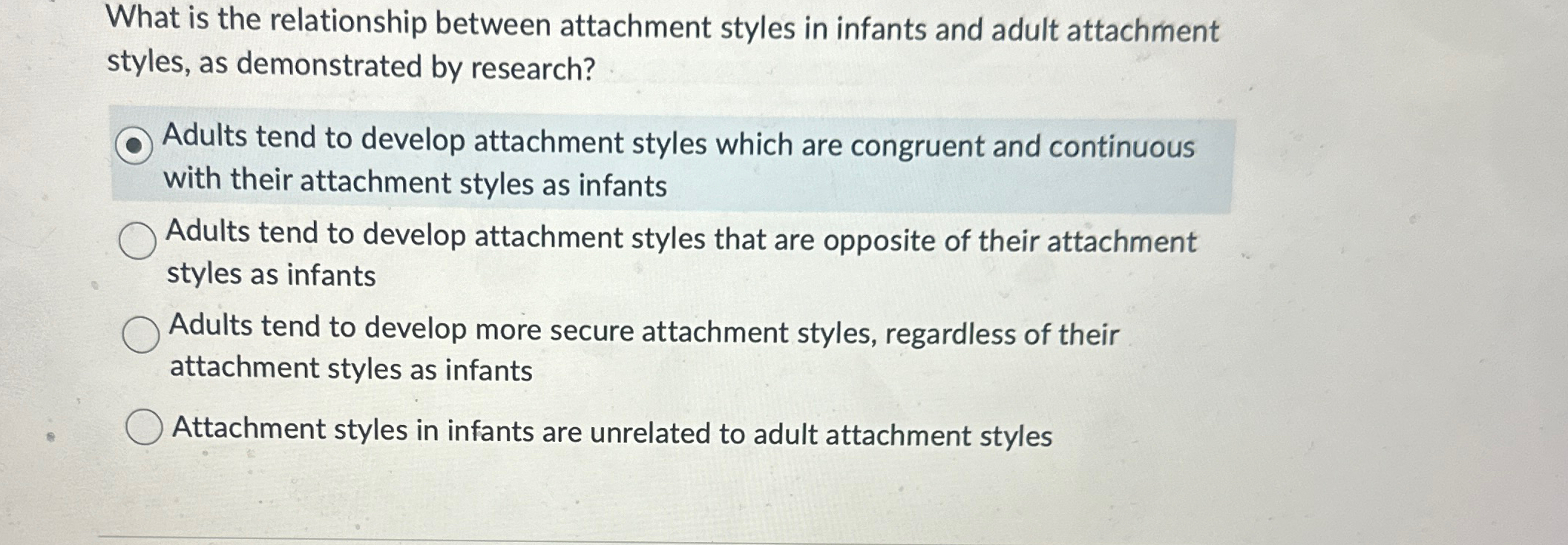 Solved What is the relationship between attachment styles in | Chegg.com