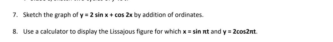 Solved 7. Sketch the graph of y=2sinx+cos2x by addition of | Chegg.com