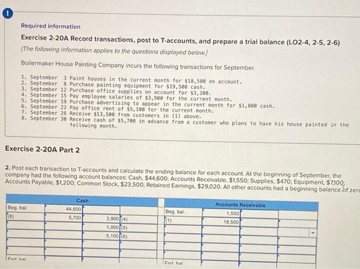 Solved Required information Exercise 2-20A Record | Chegg.com