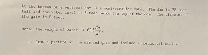 [Solved]: At the bottom of a vertical dam is a semi-circular