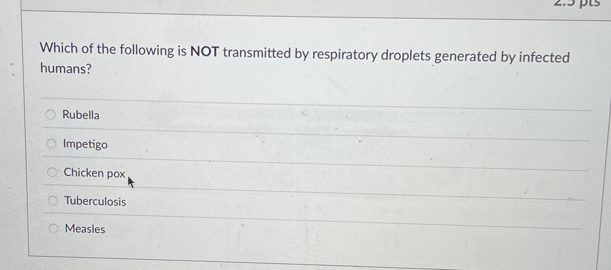 Solved Which of the following is NOT transmitted by | Chegg.com