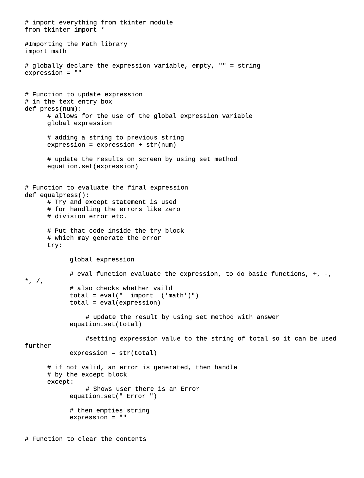 Solved Create a python code for a calculator to Create four | Chegg.com
