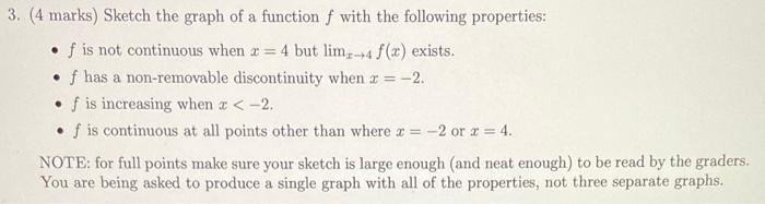 Solved 3. ( 4 marks) Sketch the graph of a function f with | Chegg.com