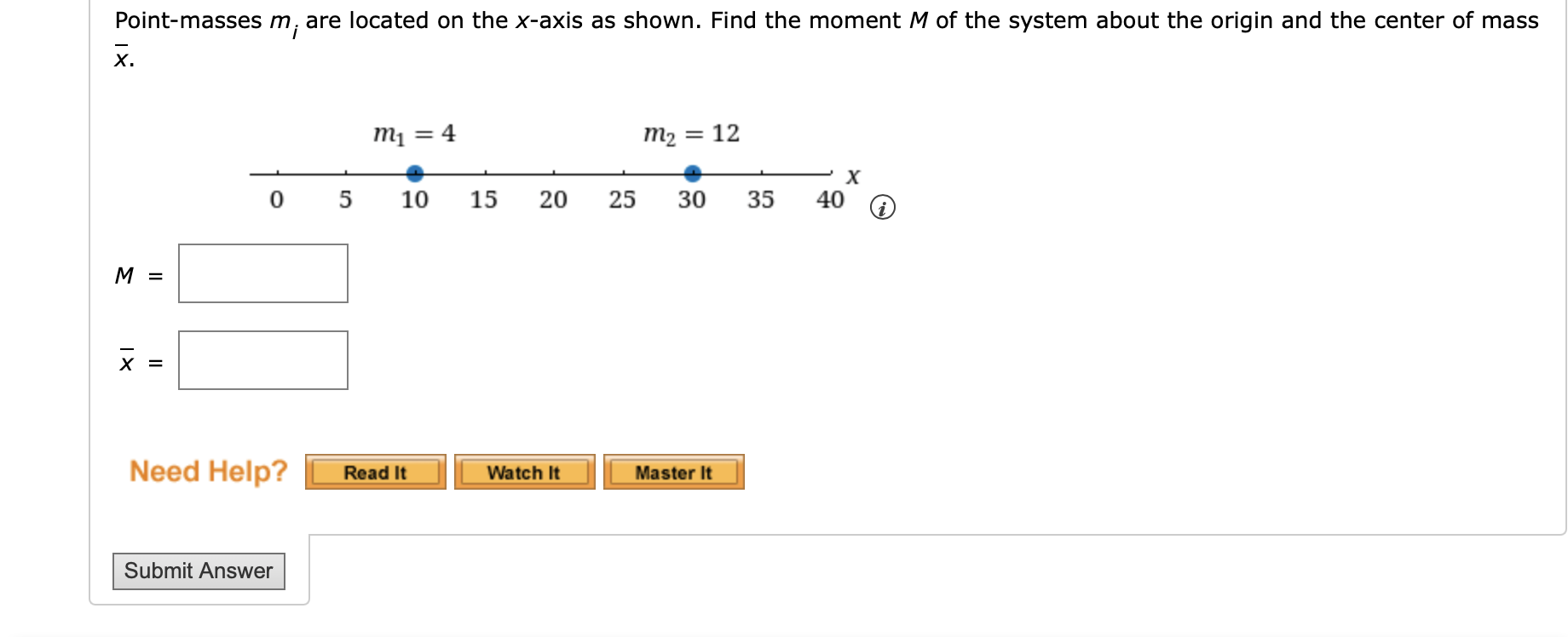 Solved Point-masses mi ﻿are located on the x-axis as shown. | Chegg.com