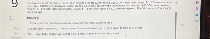 Solved 9 1.5 points eBook Print References The balance sheet | Chegg.com