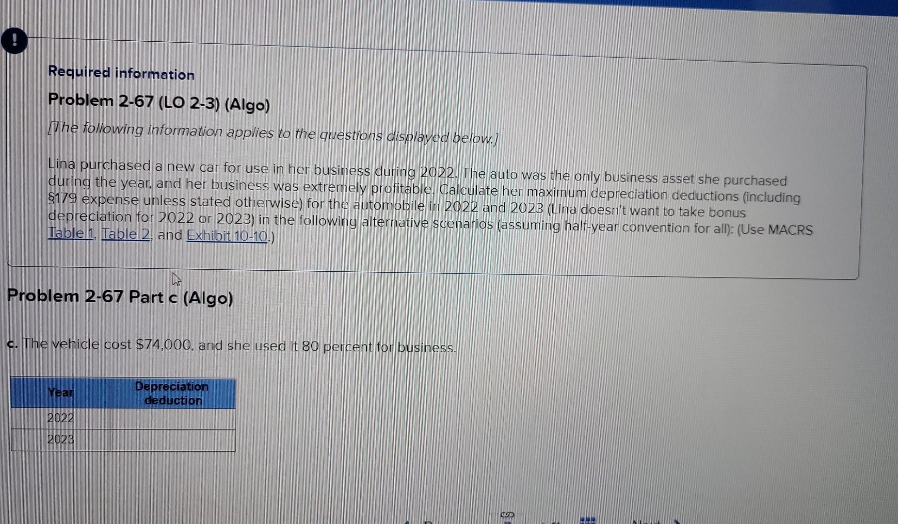 Solved Required information Problem 2-67 (LO 2-3) (Algo) | Chegg.com